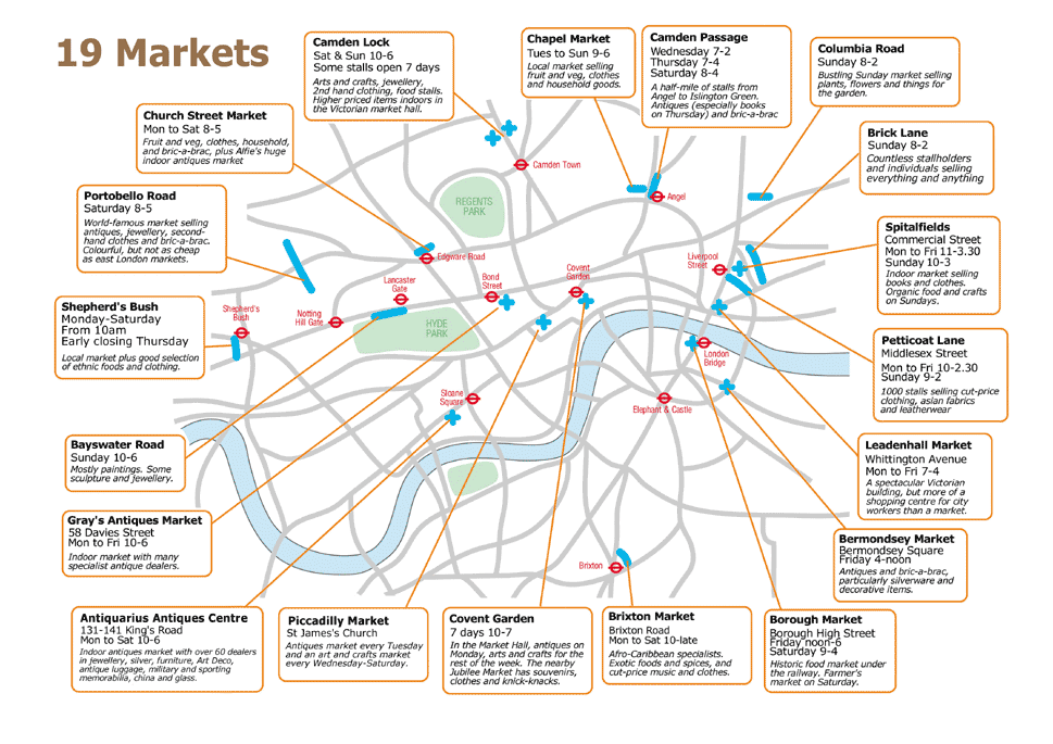 Mappa dei mercatini di Londra